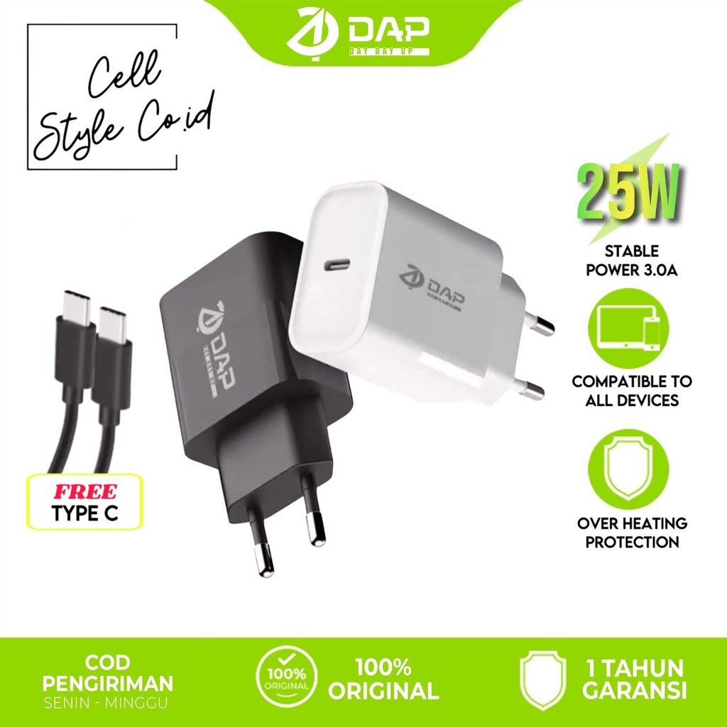 Jual DAP D-AP7 Charger 25W 3.0 A Type C Port Adapter Includes Type C to ...