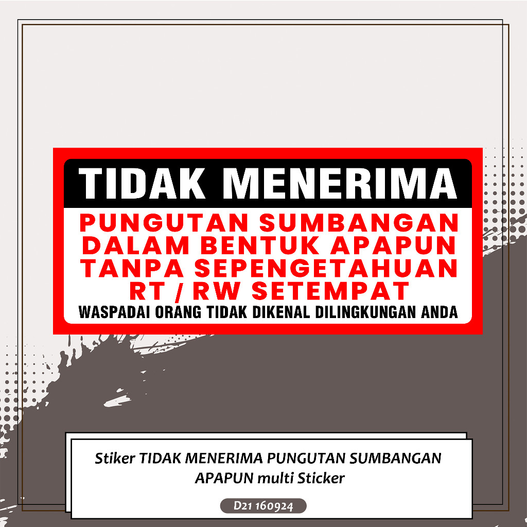 Jual Stiker TIDAK MENERIMA PUNGUTAN SUMBANGAN APAPUN multi Sticker ...
