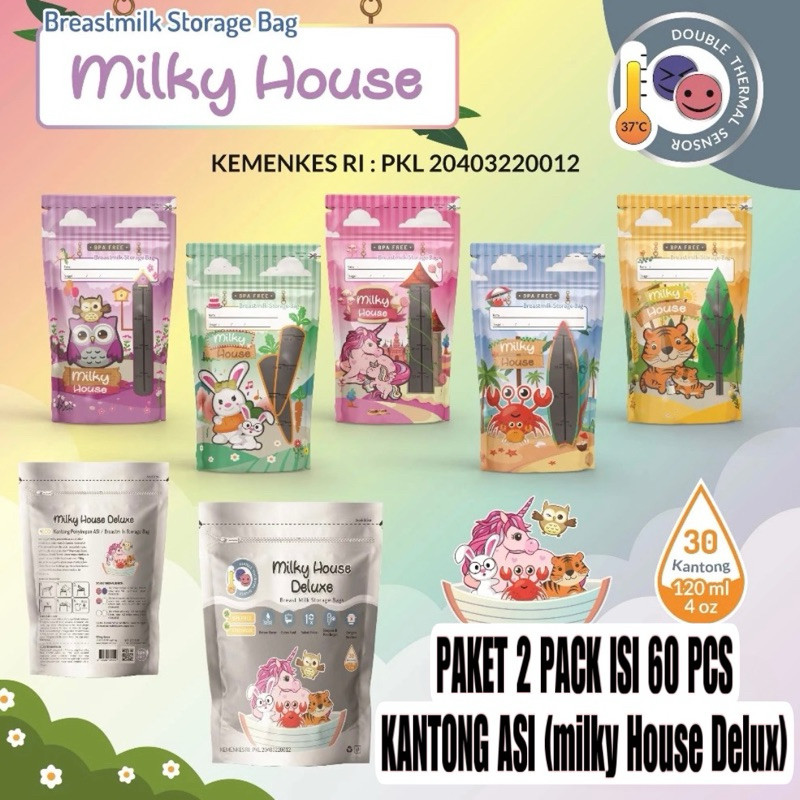 Jual PAKET 2 PACK isi 60 pcs (Milky House DELUXE) KANTONG ASI Double Thermal Sensor / Kantong ...