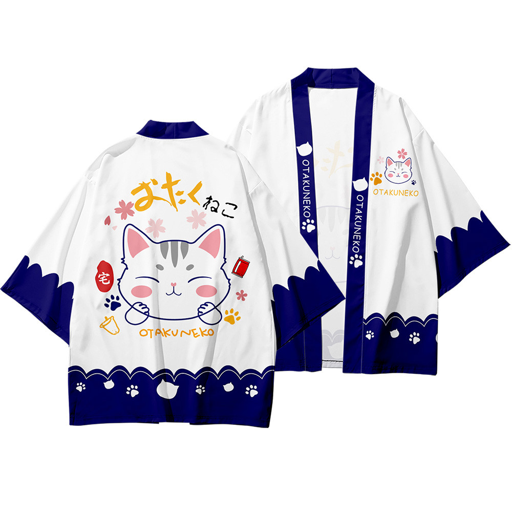 Jual Fashion Women Men Japanese Cartoon Kawaii Cute Cat Outer Kimono ...