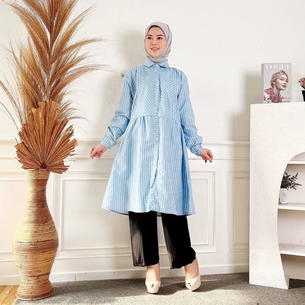 Jual PREKTUS - ZEC LONGTUNIK JUMBO WANITA LILA / Tunik Saluria / KEMEJA LONGTUNIK SALUR GARIS ...