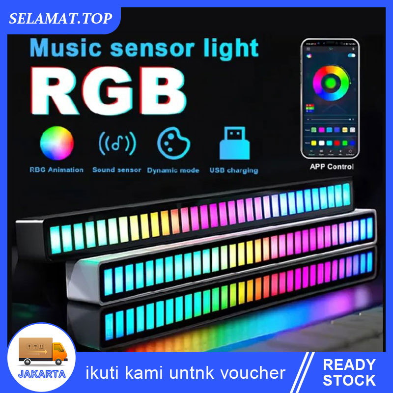 Jual RGB Rhythm Light USB Audio spectrum indicator bar LED lampu hias ...