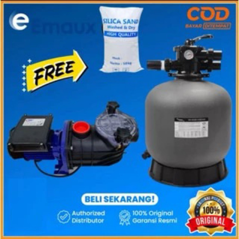 Jual Paket Pompa kolam Renang 1/2 hp Mortex plus sand filter emaux V350 ...