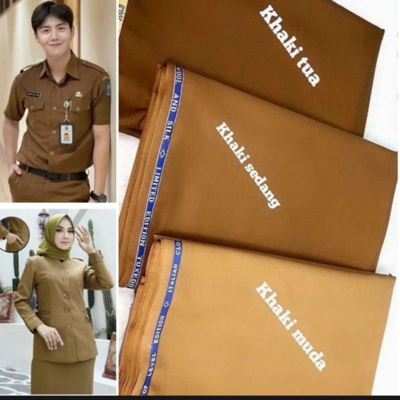 Jual Kain pemda khaki pns premium bahan baju seragam dinas pdh asn guru setelan formal semi wool ...
