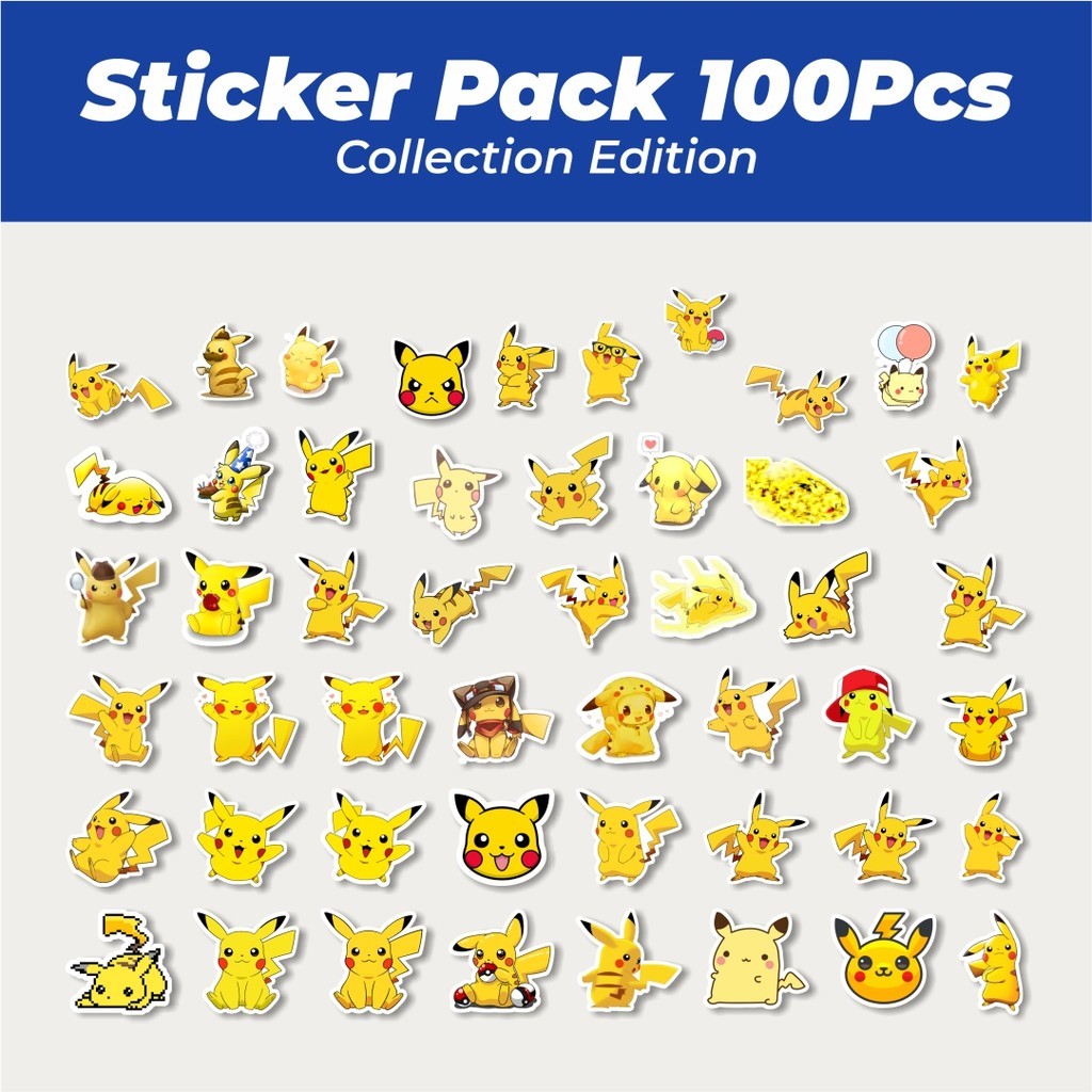 Jual Hot Stiker Kartun Pikachu Lucu Anti Air Stikers Berperekat ...