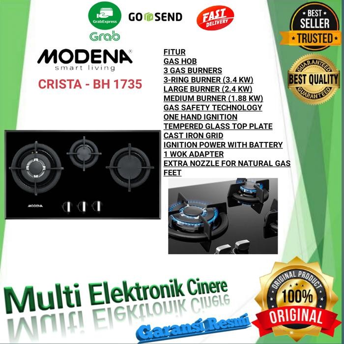 Jual MODENA CRISTA BH 1735 - Kompor Tanam Built-In Hob Gas 70cm 3 ...