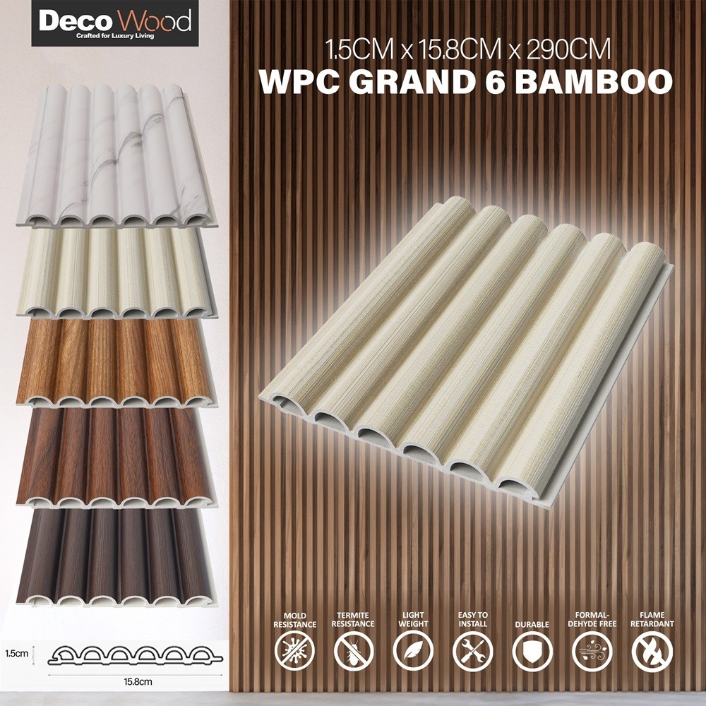 Jual DIMASS Wood Wall Panel WPC Texture Bamboo Wall Panel PVC Woodpanel ...