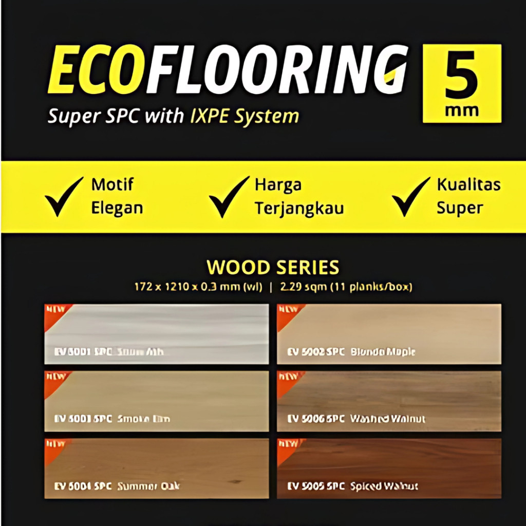 Jual Lantai SPC Taco Eco Flooring Tebal 5mm Motif Kayu Luas 2.23m2/box ...