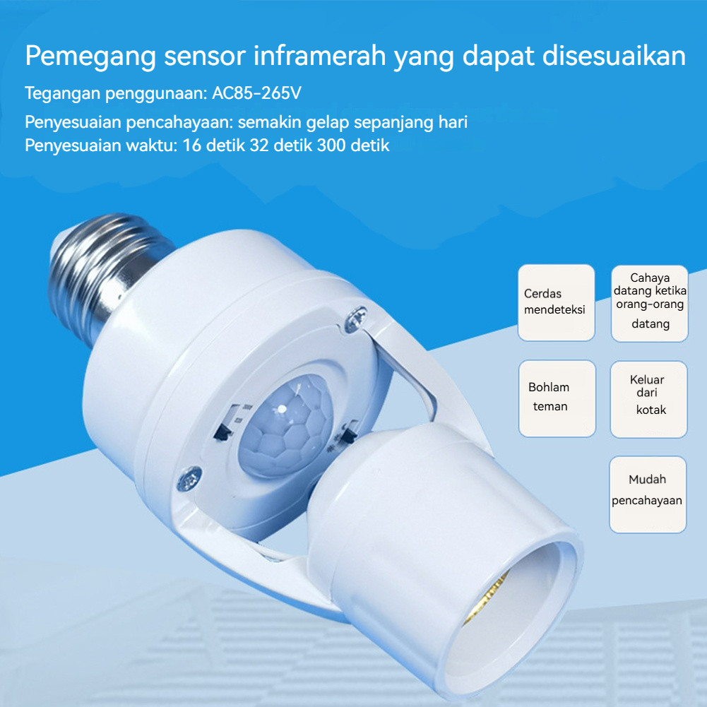 Jual Smart Fitting Sensor Gerak Lampu Bohlam 220V E27 Gerak Induction ...