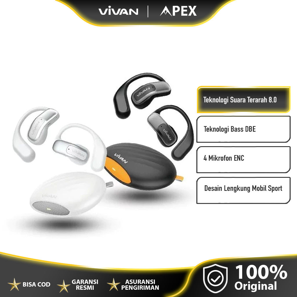 Jual Vivan Sport X3 OWS Open Ear TWS IPX5 Dual ENC Audio Hi-Dynamic V5 ...