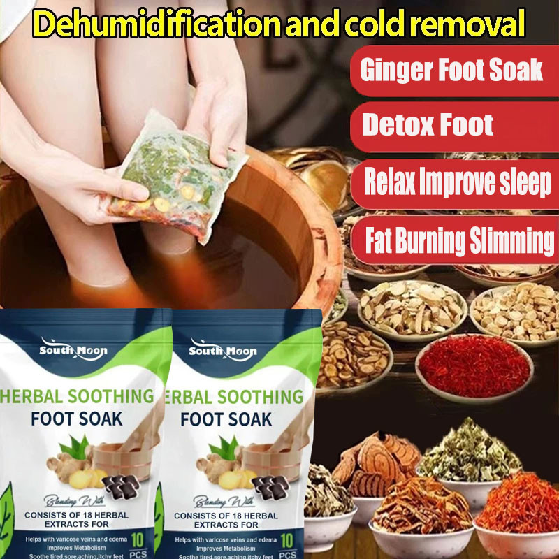 Jual 10PCS Ginger Foot Soak Foot Spa Natural Mugwort Herbr Detox Foot ...