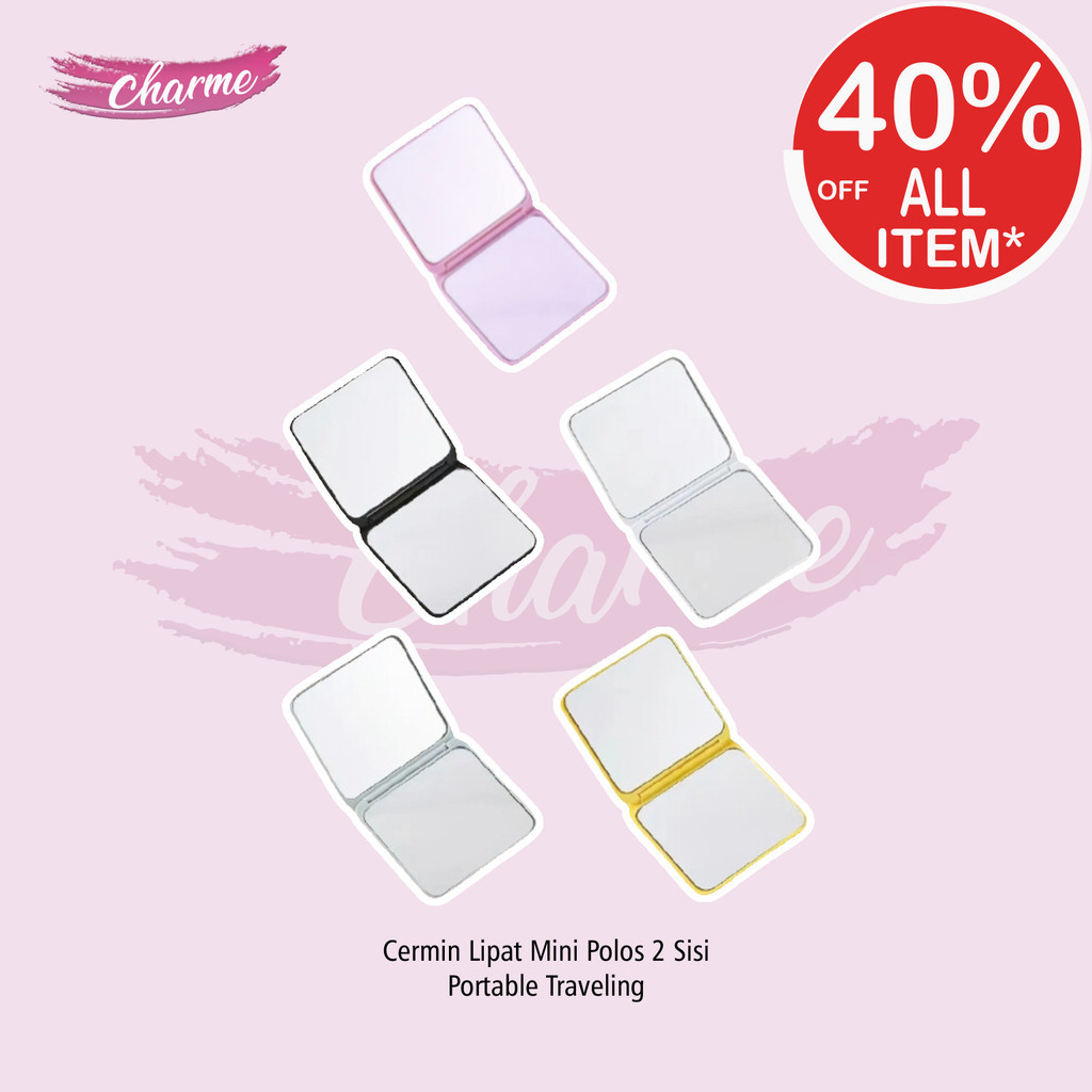 Jual (READY & ORI) Cermin Lipat Mini Polos 2 Sisi Cermin Mini Portable ...