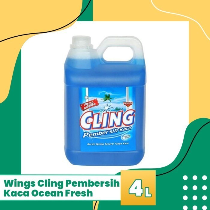 Jual Wings Cling Pembersih Kaca Ocean Fresh 4 liter | Shopee Indonesia