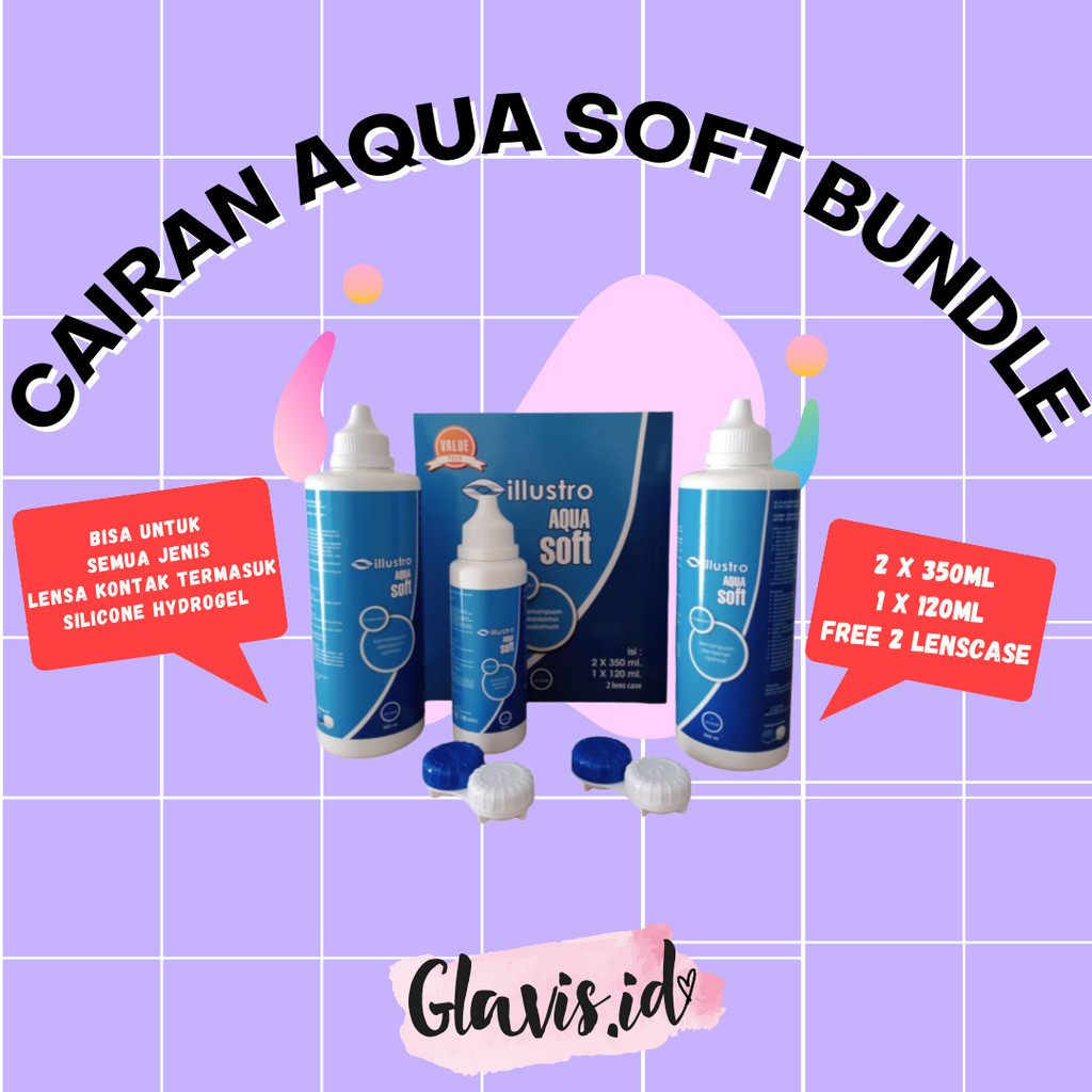 Jual Aquasoft Illustro Cairan Air Aqua Soft Pembersih Perendam Softlens ...