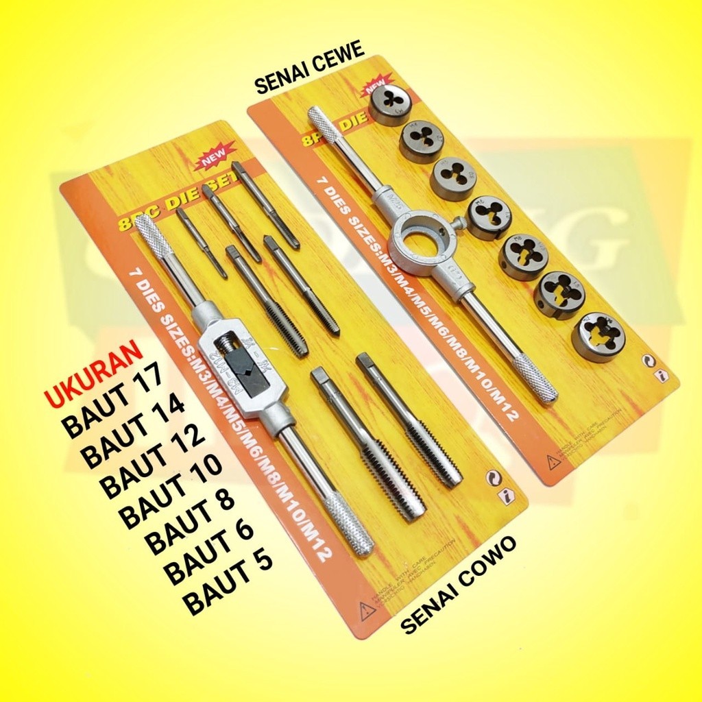Jual HAND TAP HANDTAP SENAI DRAT DERAT BAUT SET M3 M4 M5 M6 M8 M10 M12 ...