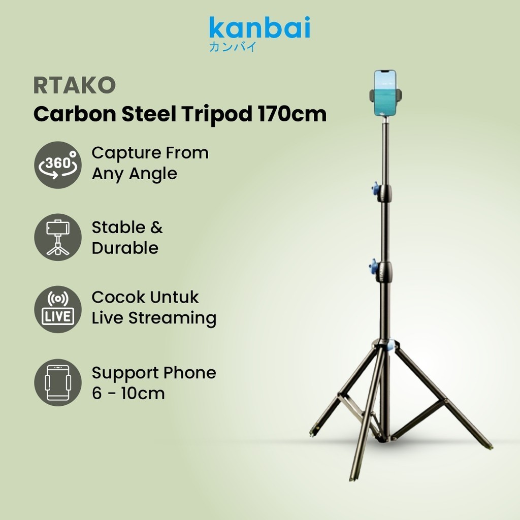 Jual Tripod 170cm Matte Finish Carbon Steel RTako RLD-001 Stabil & Kokoh Free Tas Tripod ...