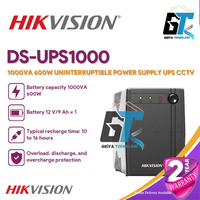 Jual UPS CCTV 1000VA 600W HIKVISION DS-UPS1000 UNINTERRUPTIBLE POWER ...