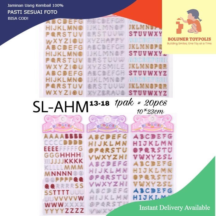 Jual Sticker Huruf Alfabet abjad Stiker Timbul Gliter | Shopee Indonesia