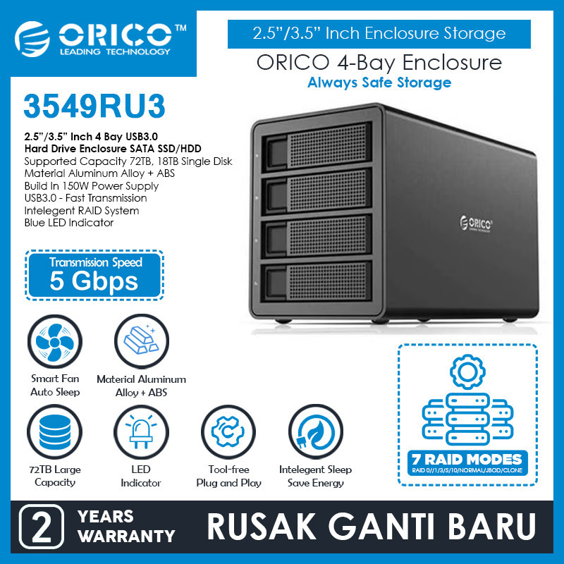 Jual ORICO External Hard Drive Enclosure 4 Bay with RAID - 3549RU3 ...