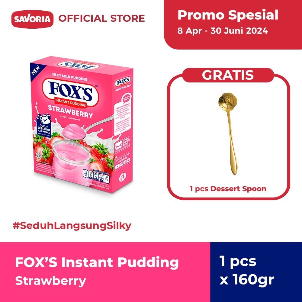Jual FOX'S Instant Pudding Strawberry 1 Pcs x 160g Free Dessert Spoon ...