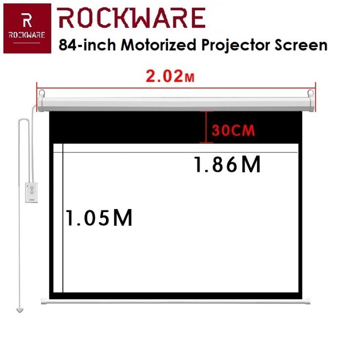 Jual ROCKWARE RW-RSP006 - Layar Proyektor Motorized 84 inch Gulung Otomatis | Shopee Indonesia
