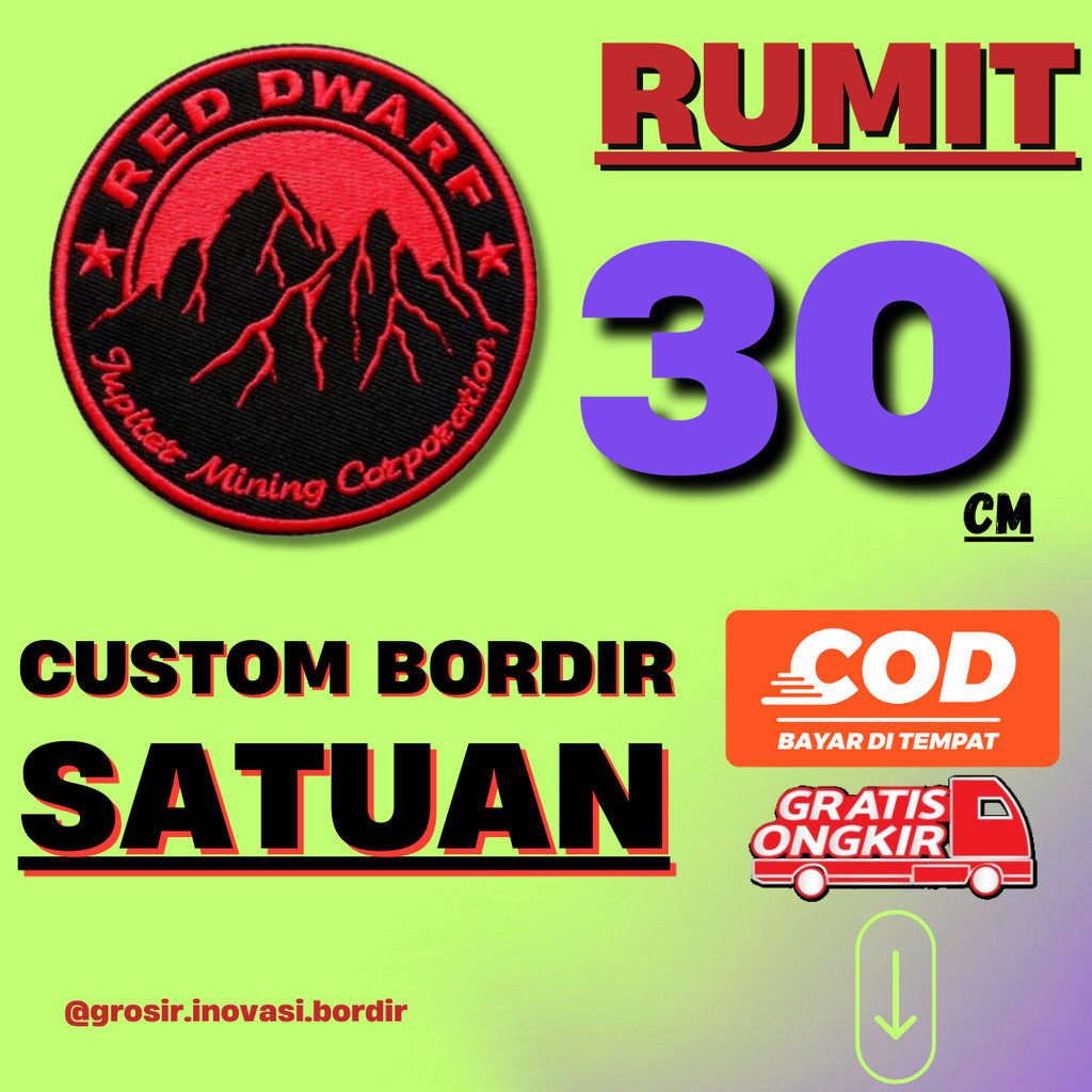 Jual Bordir Custom Satuan Custom Logo Bordir Gambar Bebas Ukuran 30 cm ...
