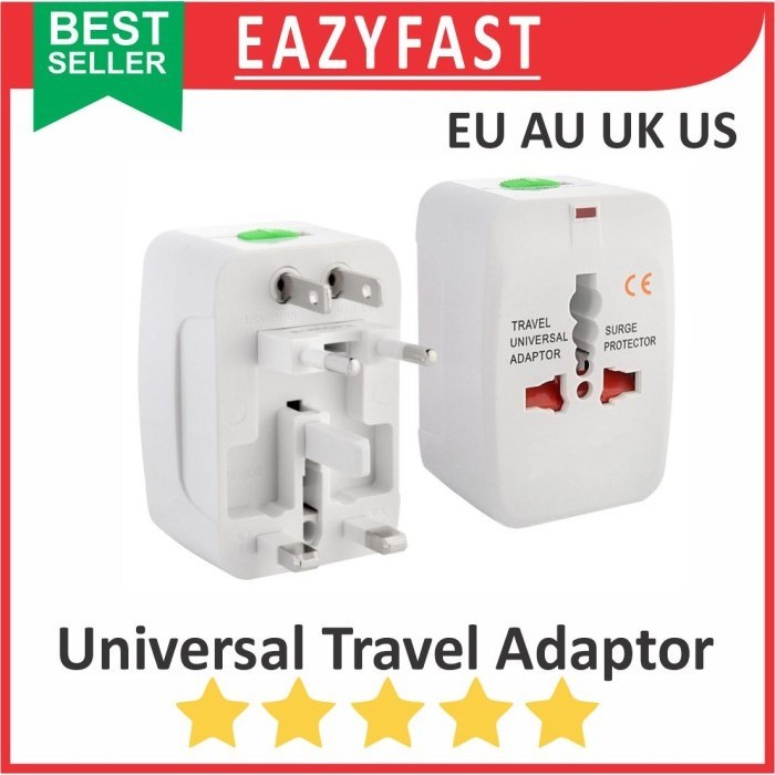 Jual Universal Travel Adaptor EU AU UK US Over Steker Stop Kontak 2 ke to 3 Plug Adapter ...