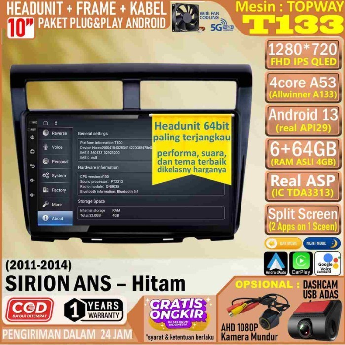 Jual Paket Headunit Android 10 inch + Frame + Soket PNP Daihatsu Sirion ...