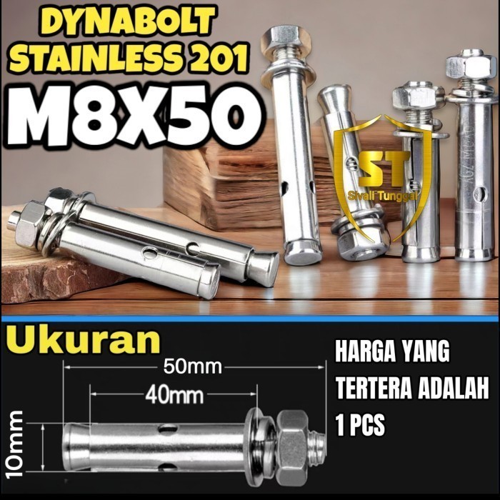 Jual DYNABOLT SS 201 M8x50 - DINABOLT - ANCHOR BOLT STAINLESS | Shopee ...