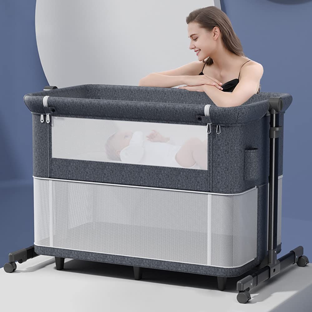 Jual Baby cot Crib Bassinet with Cradle, Wheel, Convertible Playpen ...