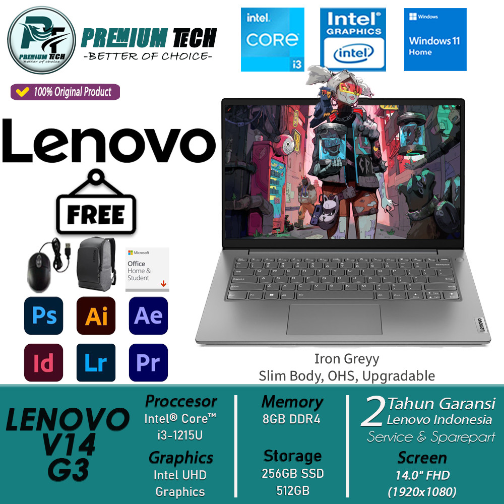 Jual Laptop Lenovo V14 G3 Intel i3 1215U RAM 16GB 512GB SSD FHD Windows ...