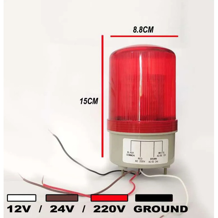 Jual LARKIN 1101J RED 12V 24V DC 220V AC Blinking Rotary Lamp Warning ...