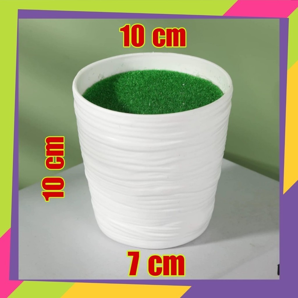 Jual 1958D1 / Pot bunga plastik urat kayu + busa & rumput model ...