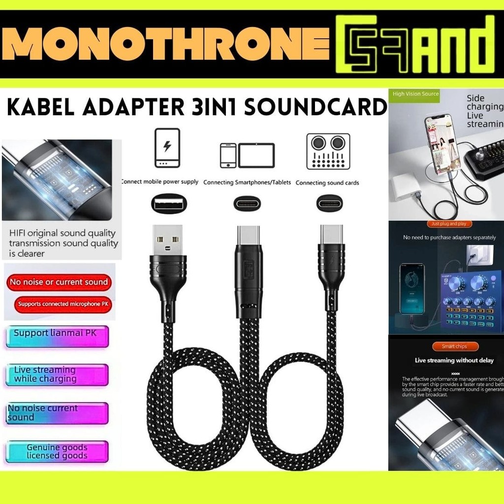 Jual Kabel OTG Soundcard Mixer To Smartphone Type C USB Charging Live ...