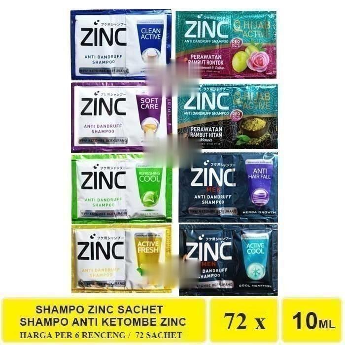 Jual 6 RENCENG ISI 72 SACHET SHAMPO ZINC SACHET ISI 10 ML | Shopee ...