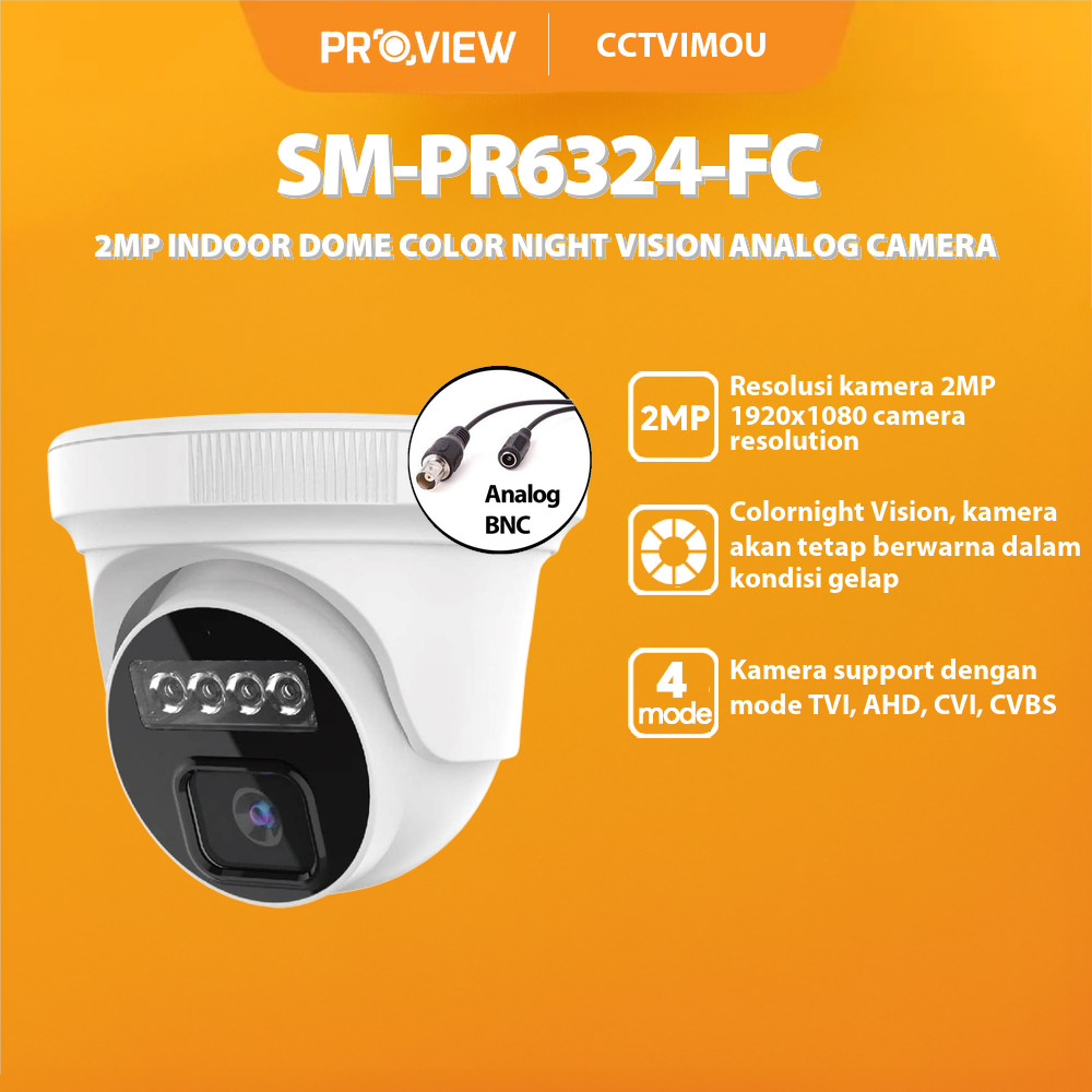 Jual PROVIEW SM-PR6324-FC 2MP INDOOR DOME COLOR NIGHT VISION ANALOG ...