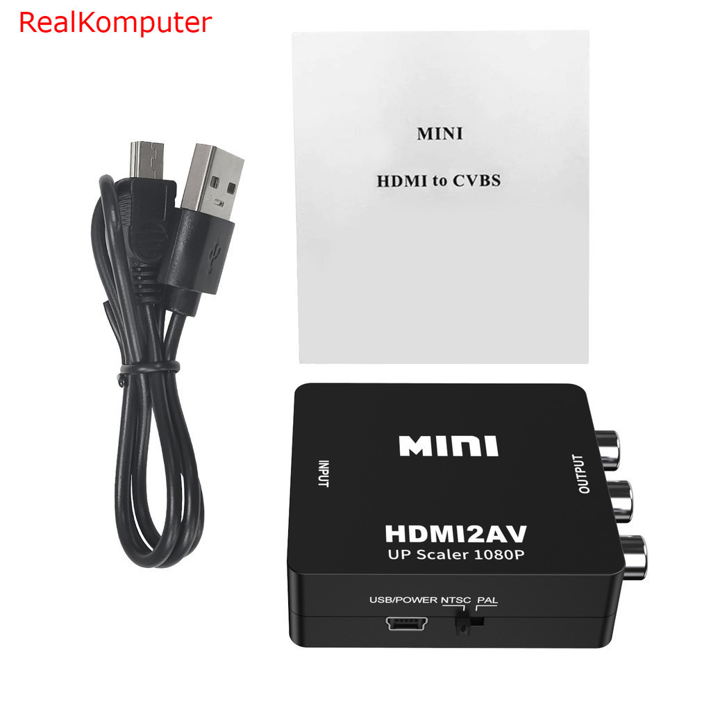 Jual 【RealKomputer】 mini hdmi to av rca converter adapter/HDM2AV ...