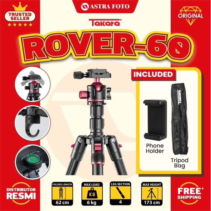 Jual Takara ROVER 60 Compact 2 in 1 Traveller Tripod Monopod Kit ...