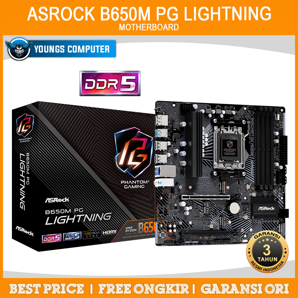 Jual ASROCK B650M PG LIGHTNING | MOTHERBOARD AMD B650 AM5 MicroATX ...