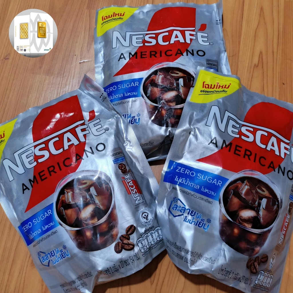 Jual Nescafe Americano Zero Sugar Coffee. Isi 27 sachet. Original Thai ...