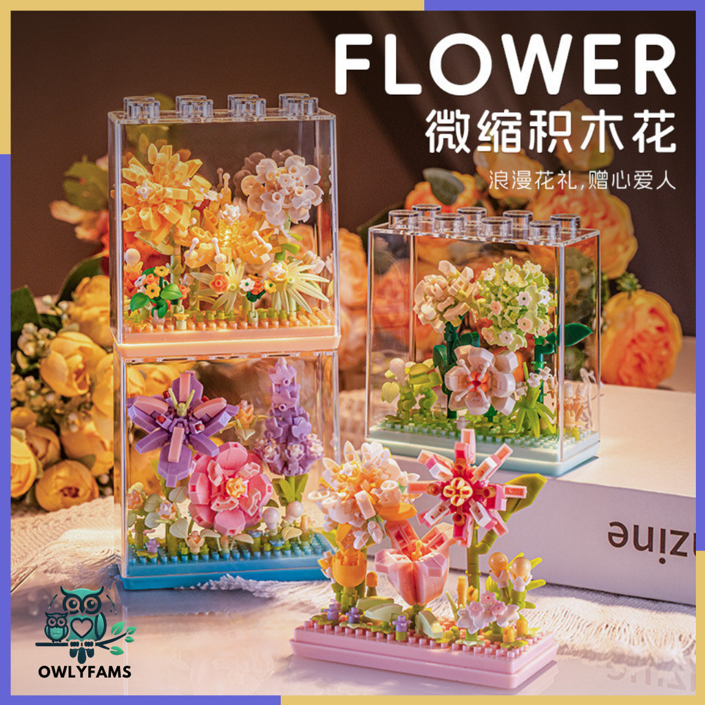 Jual DIY Gift Mainan Building Block Berbentuk Bunga Puzzle Block Flower ...