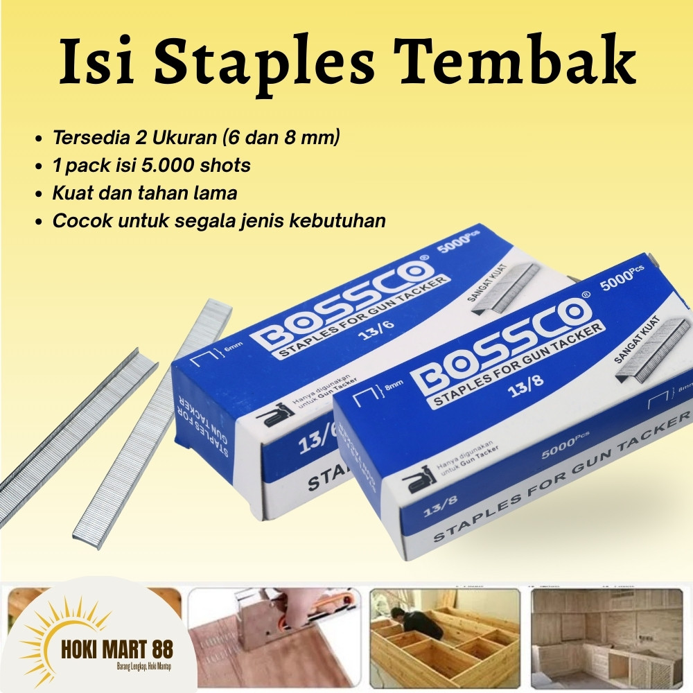 Jual 1 Box (5000) Staples Isi Stapler Gun Tacker Refill BOSSCO | Shopee ...