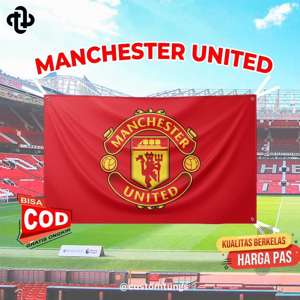 Jual BENDERA MANCHESTER UNITED FULL PRINTING UKURAN 90X60cm | Shopee ...