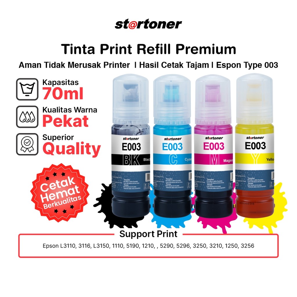 Jual Tinta Printer Epson L3110 / L3150 / 5296 / 1110 / 3116 / 1210 ...