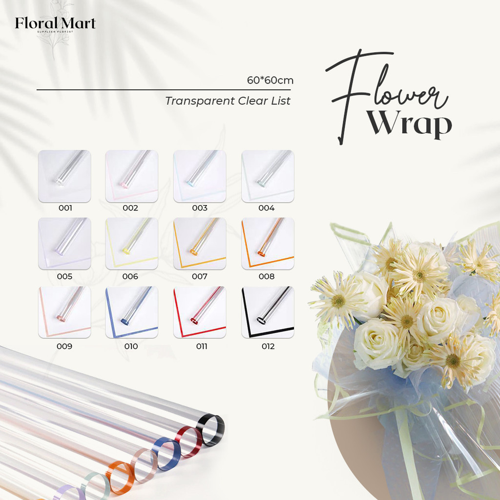 Jual Kertas Bucket Bunga Frame Line Transparant Plastik 5 Lembar ...