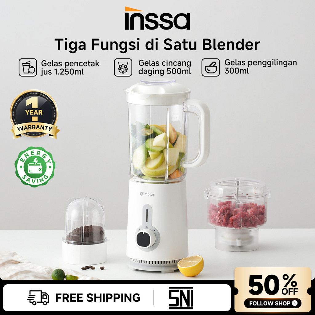 Jual INSSA X Simplus Blender Serbaguna 1,25L - 380W - Pelengkap 3 Cangkir banyak fungsi | Shopee ...