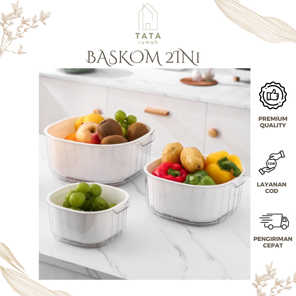 Jual [ TARUM ] Baskom Cuci Transparan 2in1 Dengan Saringan | Peniris ...