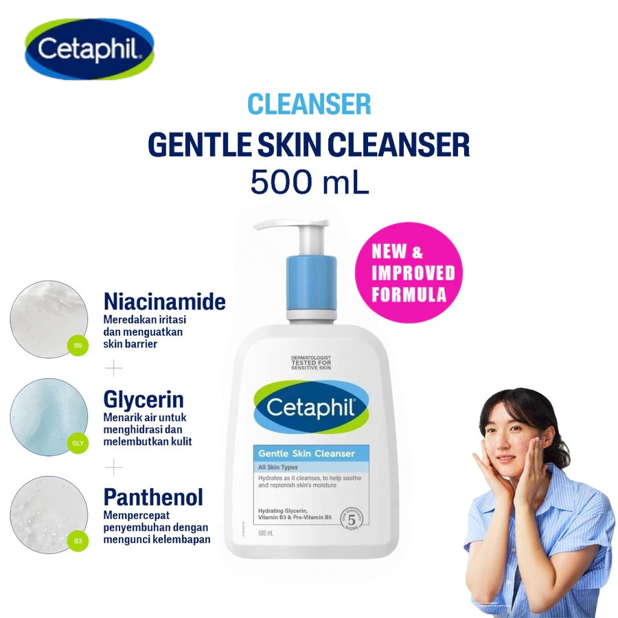 Jual Cetaphil Gentle Skin Cleanser 500ml dengan Niacinamide, Glycerin ...