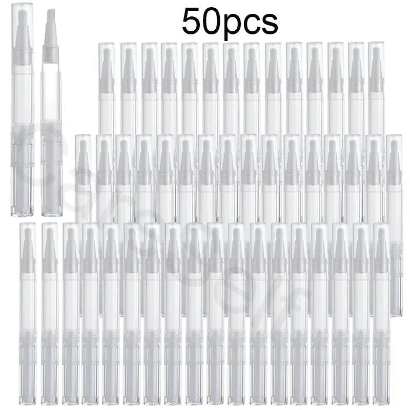 Jual 50pcs 3ML/5ML Empty Nail Oil Pen with Brush Transparent Twist ...