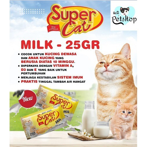 Jual Susu Kucing Supercat Super Cat Milk 25Gr (EXP10/2022) Adult/Kitten Ecer (1 Pcs) | Shopee ...